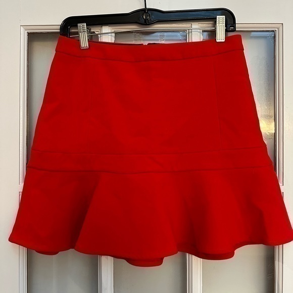 Express | Skirts | Express Red Ruffle Hem Mini Skirt Size 6 Small S ...